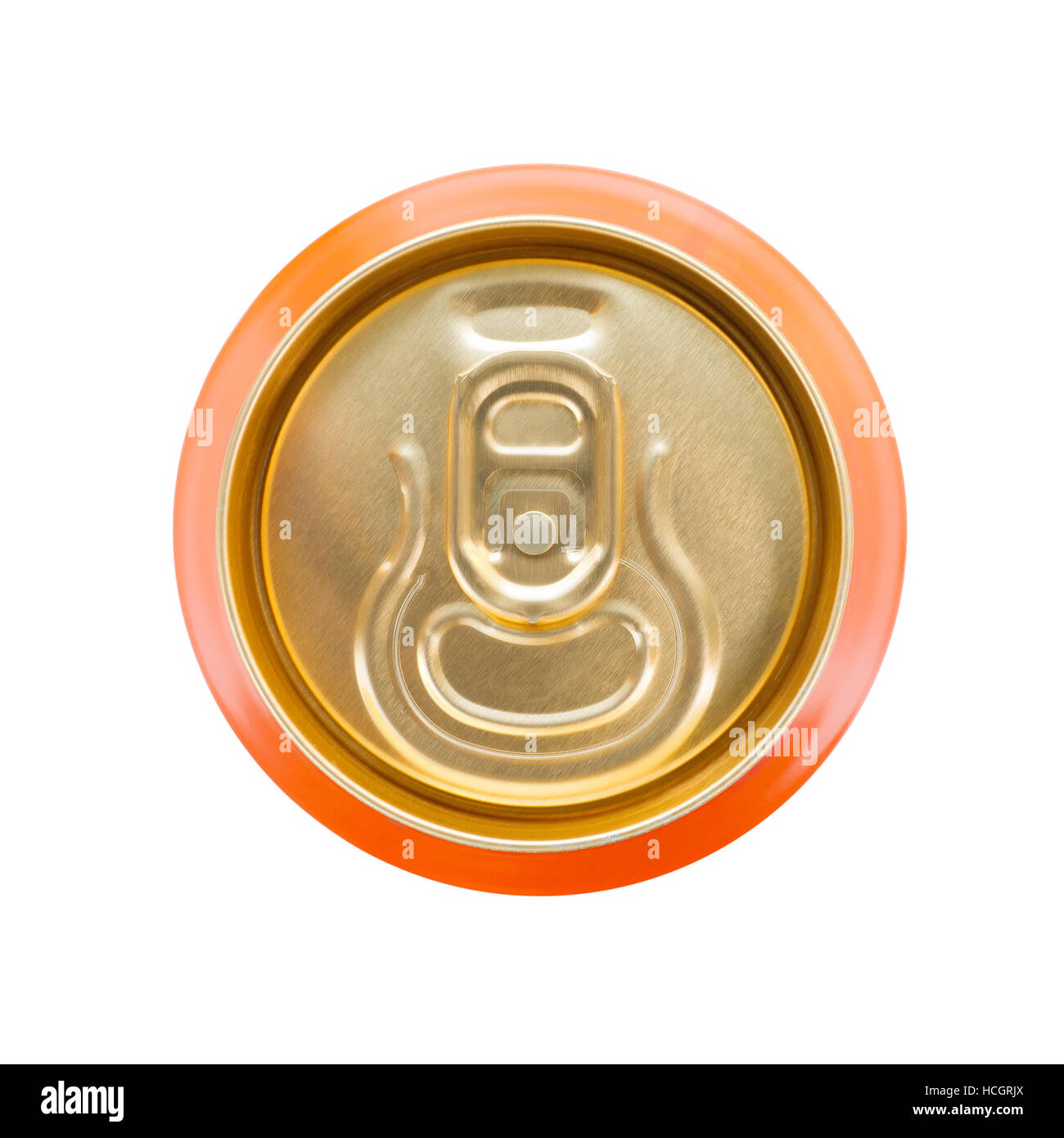 Orange soft drink can. Top view, isolated on white, clipping path ...