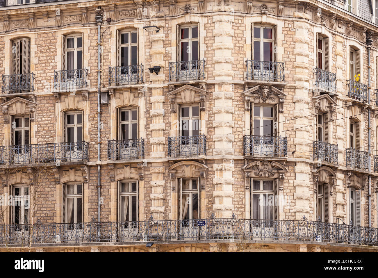 An ornate building facade in Place Darcy in the city of Dijon Stock ...