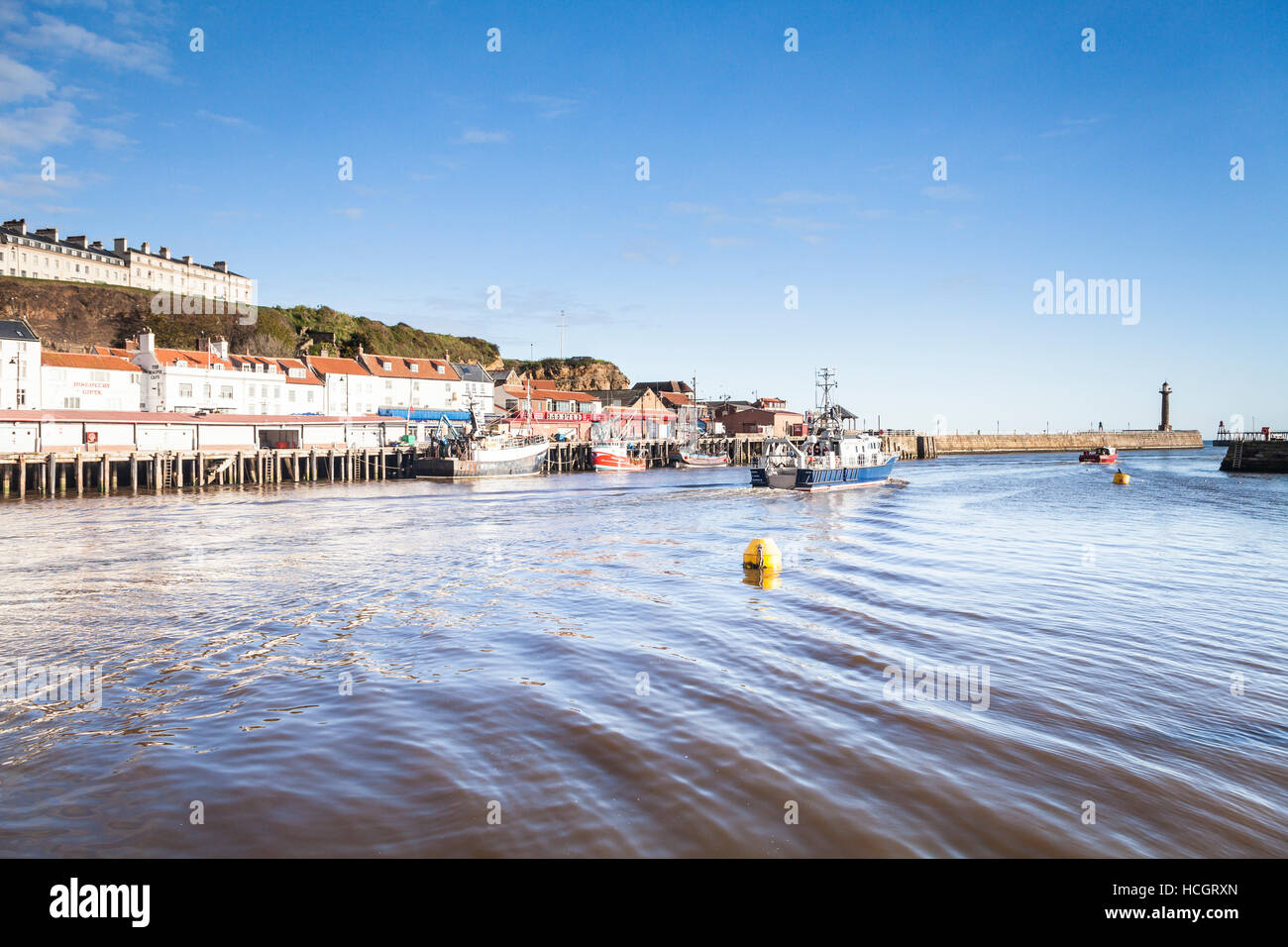 Boats in the harbor at Whitby in England Stock Photo - Alamy