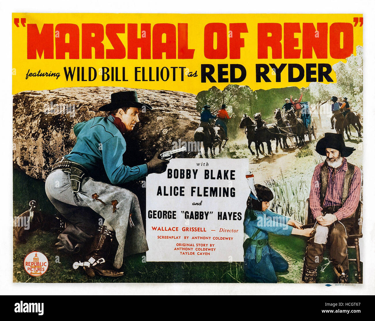 MARSHAL OF RENO, US lobbycard, from left: Bill Elliott, Robert Blake ...