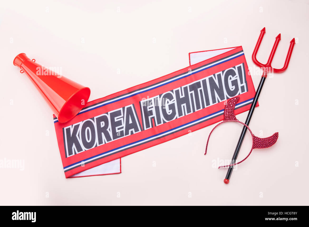 Cheering tools and cheering message Stock Photo - Alamy