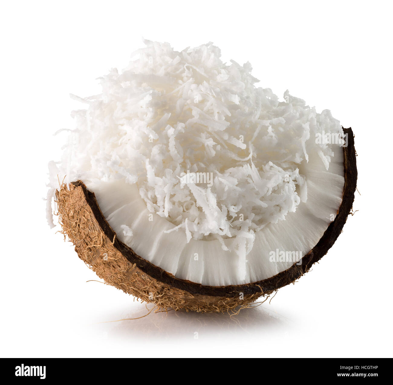 coconut with coconut flakes isolated on the white background Stock ...