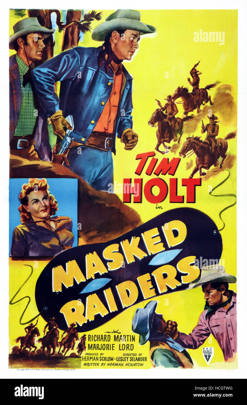 MASKED RAIDERS, US poster art, top from left: Richard Martin, Tim Holt ...