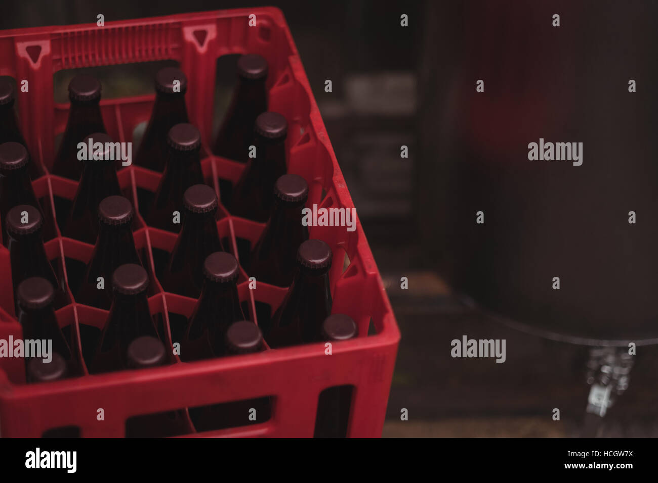 Beer bottles in crate Stock Photo - Alamy