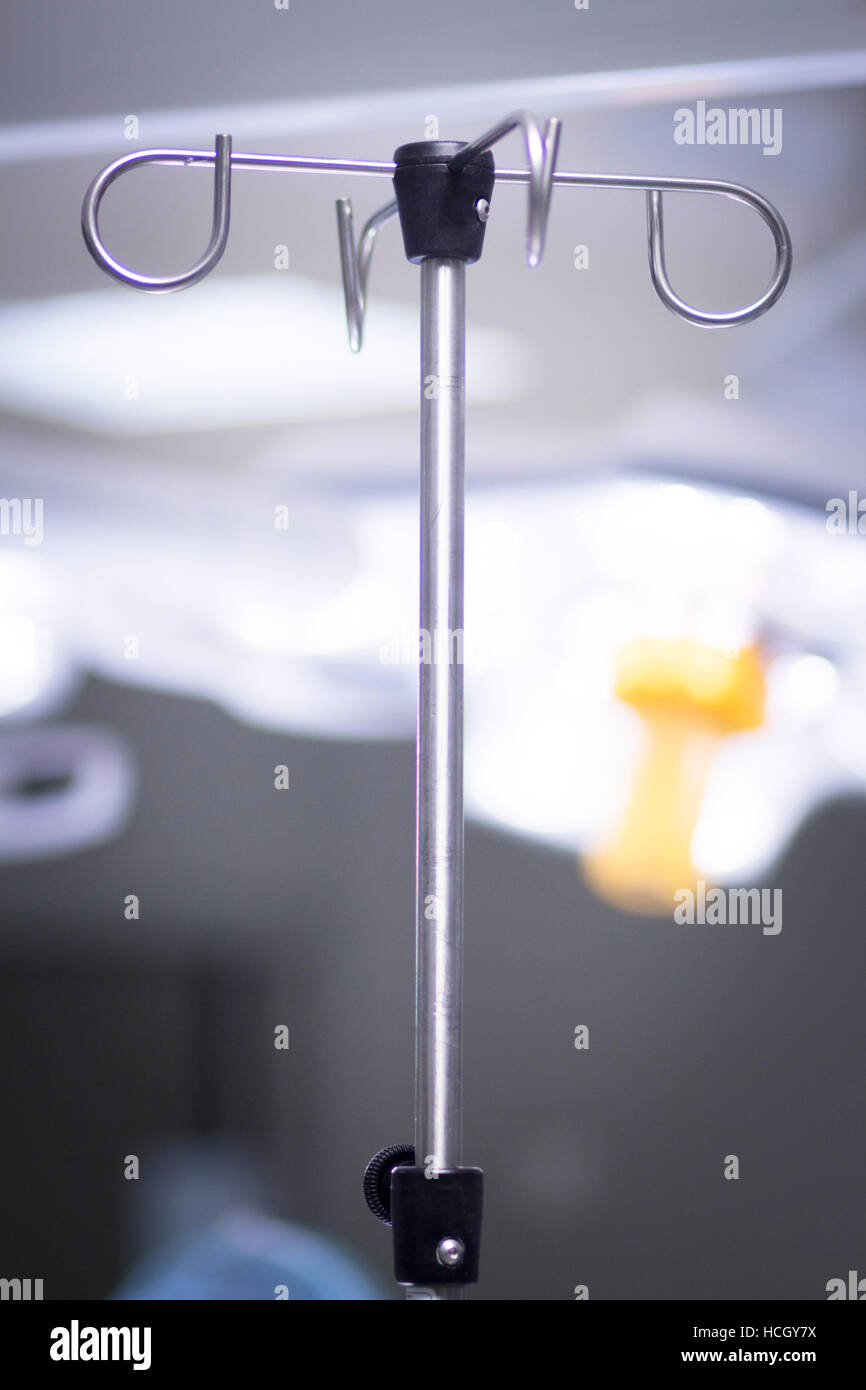 Medical intravenous IV drip stand in hospital used to replace liquids ...