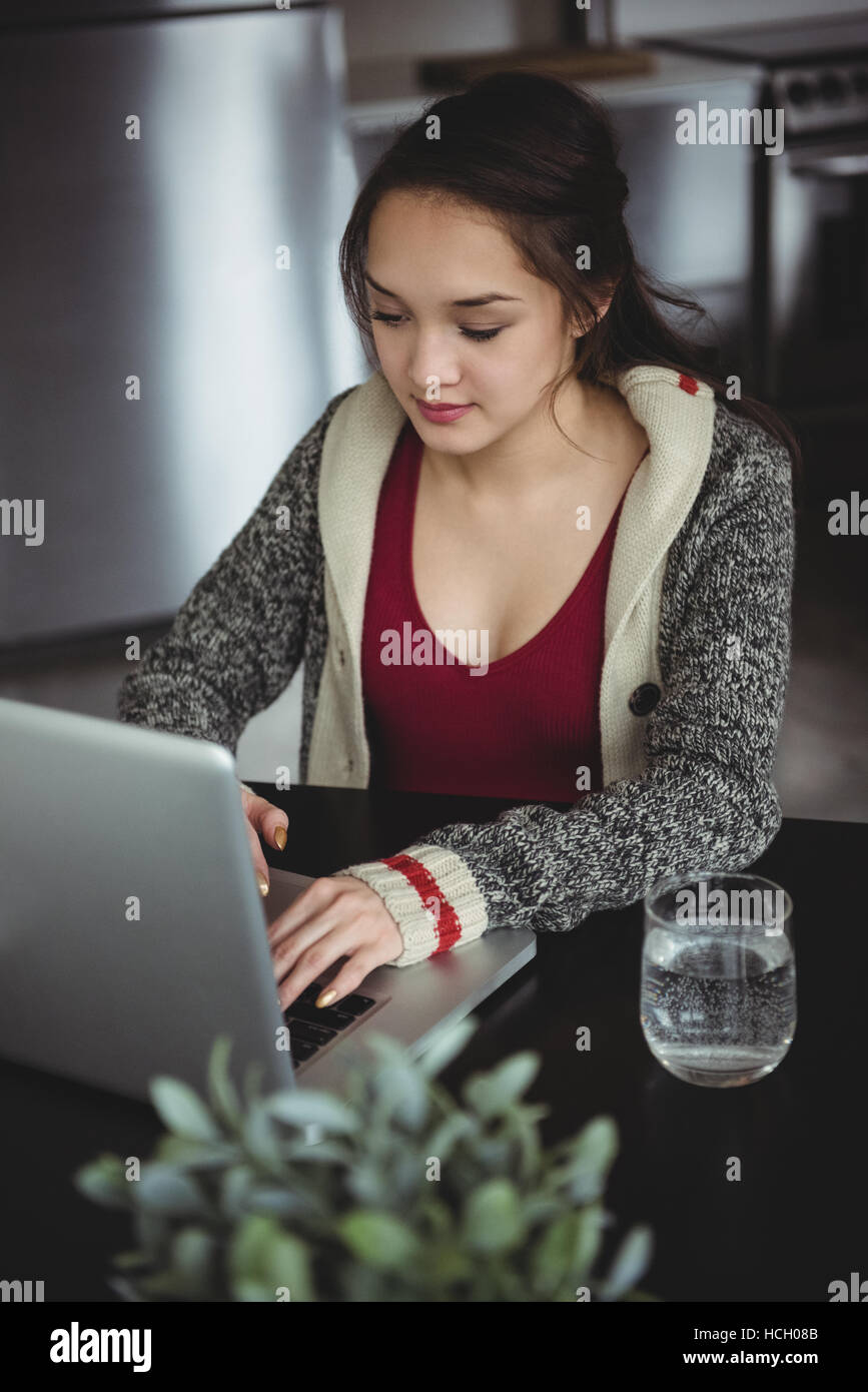 Woman indoors working on laptop hi-res stock photography and images - Alamy