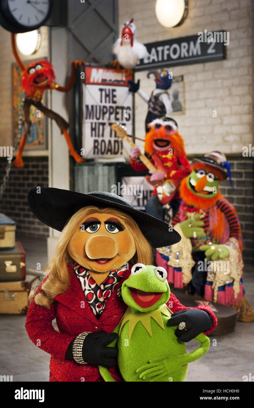 MUPPETS MOST WANTED, rear clockwise l-r: Animal, Camilla, Gonzo, Sgt ...