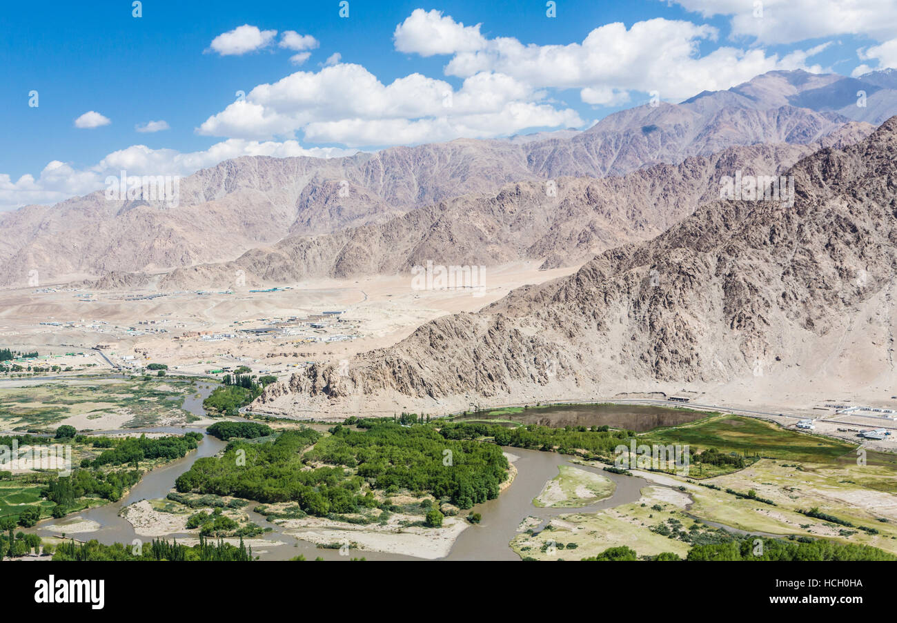 Indus valley near Leh in Ladakh in India Jammu & Kashmir province Stock ...