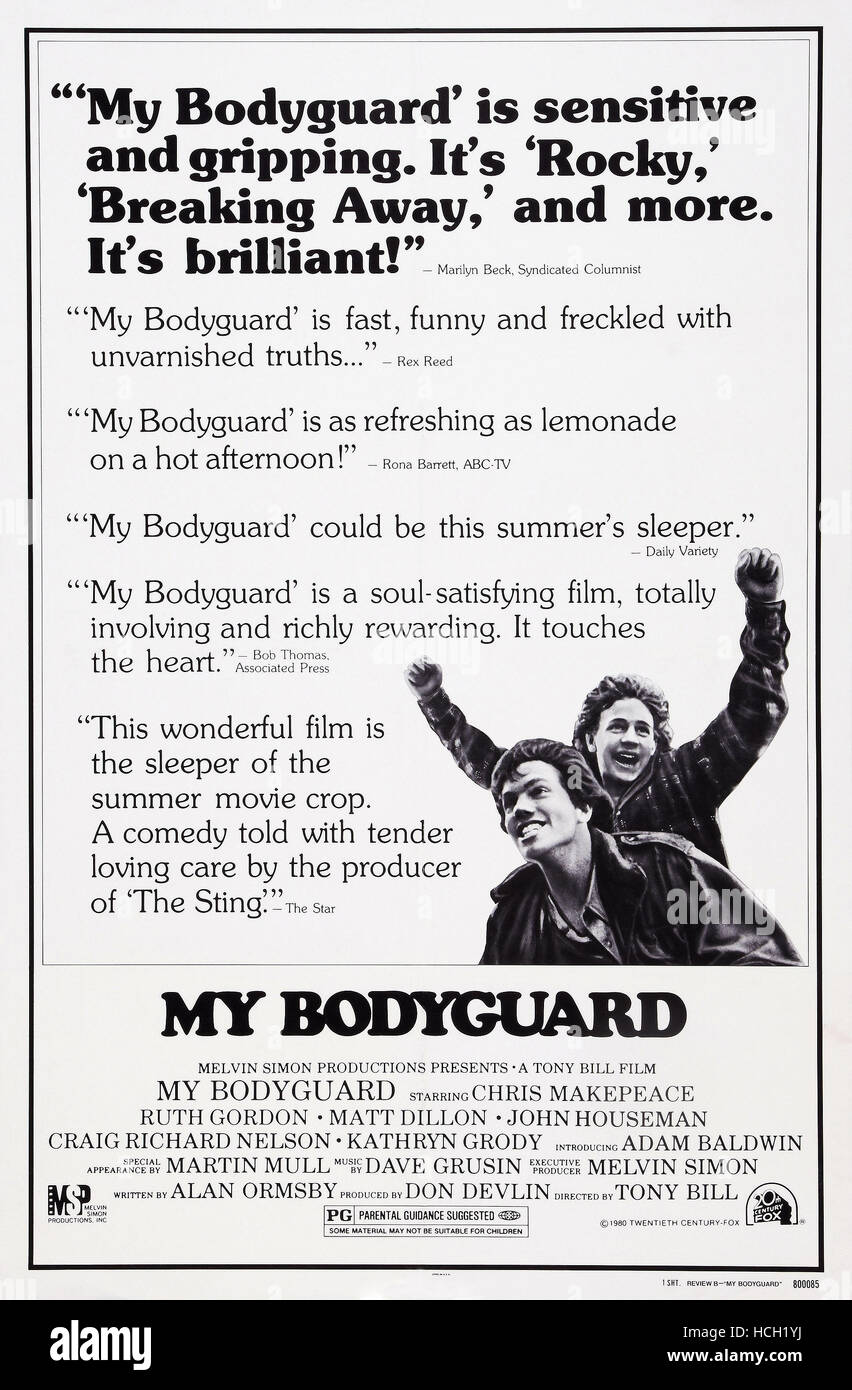 MY BODYGUARD, US poster art, from left: Adam Baldwin, Chris Makepeace ...