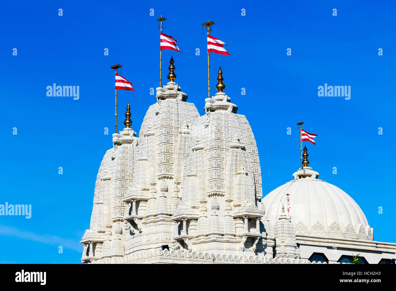 Exterior of the Hindu temple, BAPS Shri Swaminarayan Mandir, in Neasden ...