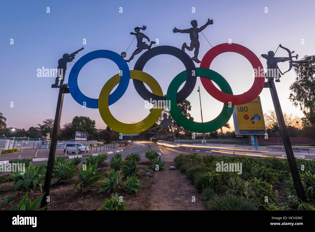 Olympic games statue advert installation rings excitement Africa ...