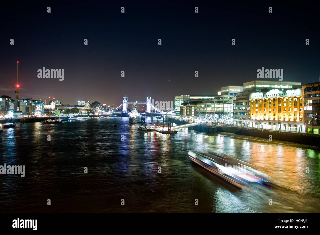 Thames Clipper at Night Stock Photo - Alamy