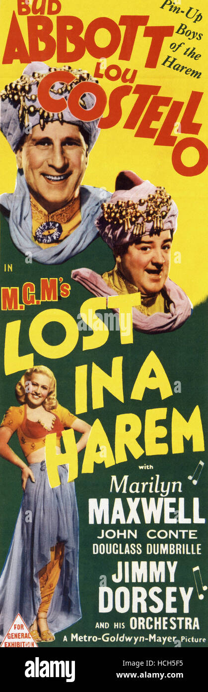 LOST IN A HAREM, Bud Abbott, Marilyn Maxwell, Lou Costello, 1944 Stock ...