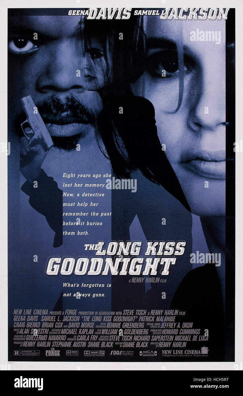 THE LONG KISS GOODNIGHT, US poster, from left: Samuel L. Jackson, Geena Davis, 1996, © New Line ...