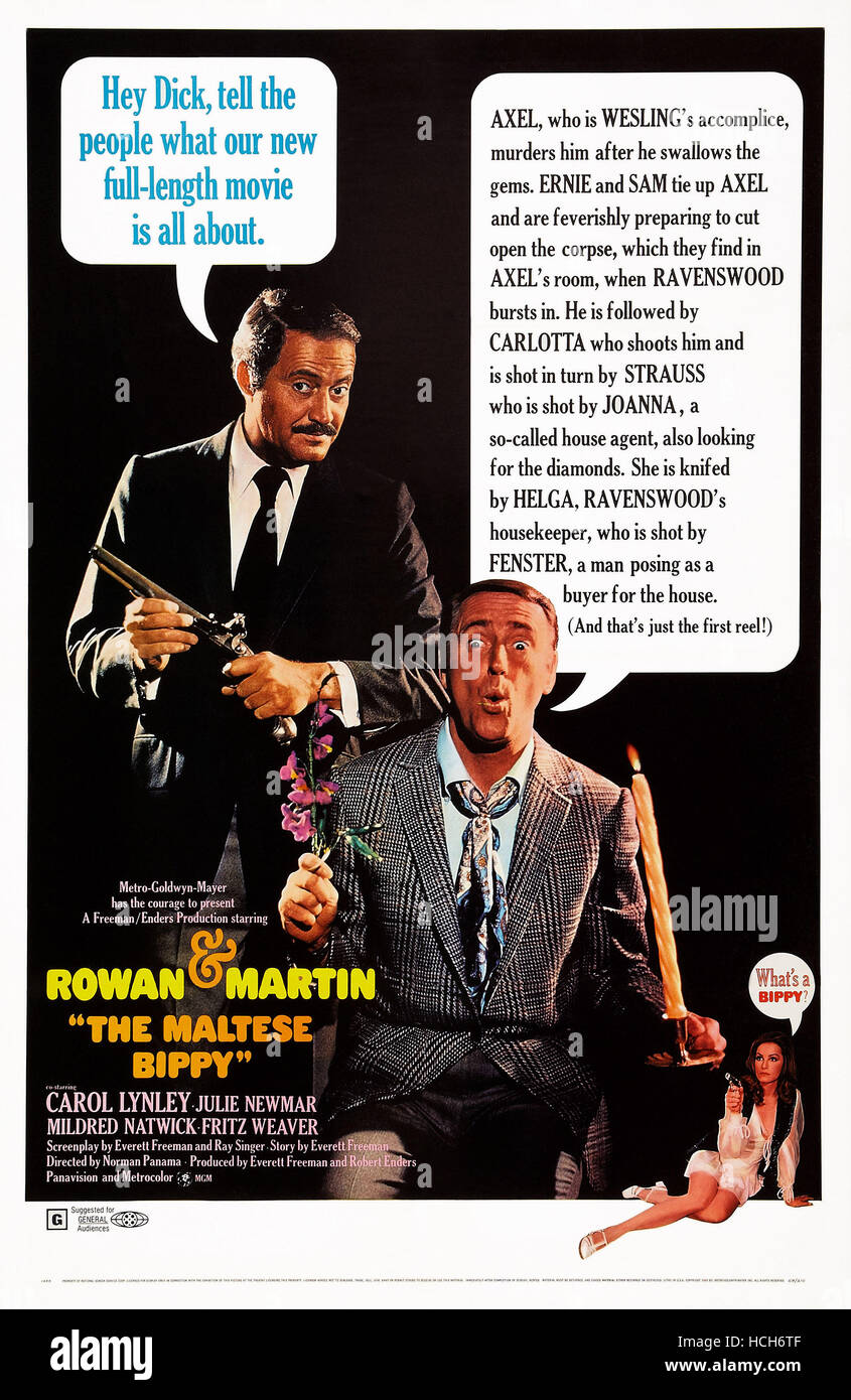 THE MALTESE BIPPY, US poster art, from left: Dan Rowan, Dick Martin ...