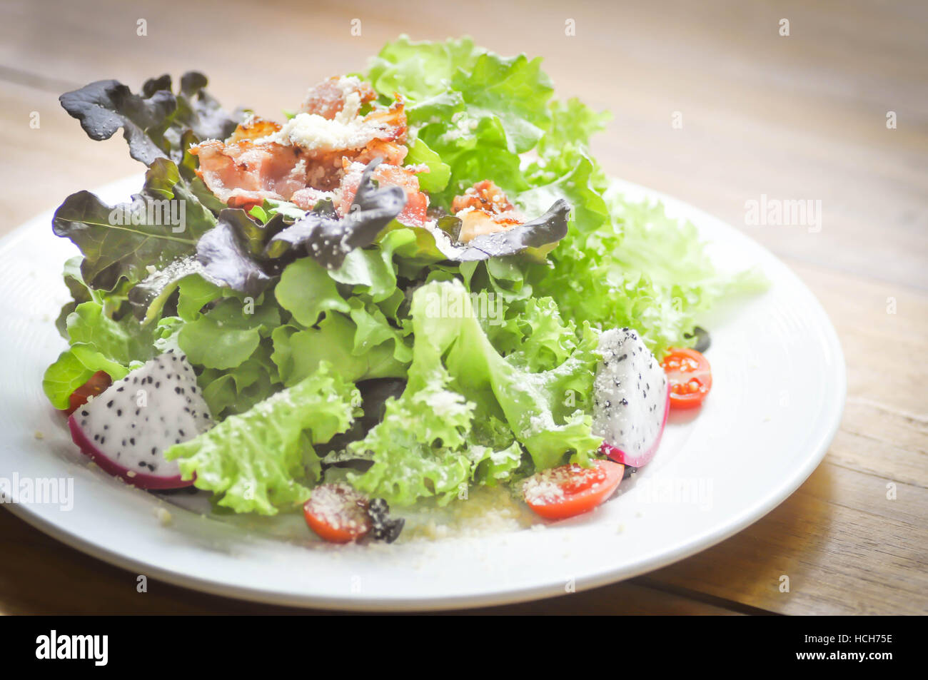 bacon,fruit and vegetable salad or mixed salad Stock Photo - Alamy