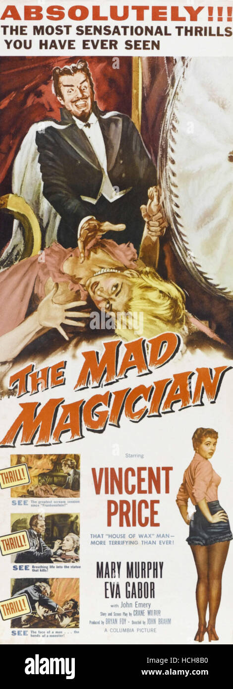 THE MAD MAGICIAN, top: Vincent Price, bottom right: Mary Murphy on ...
