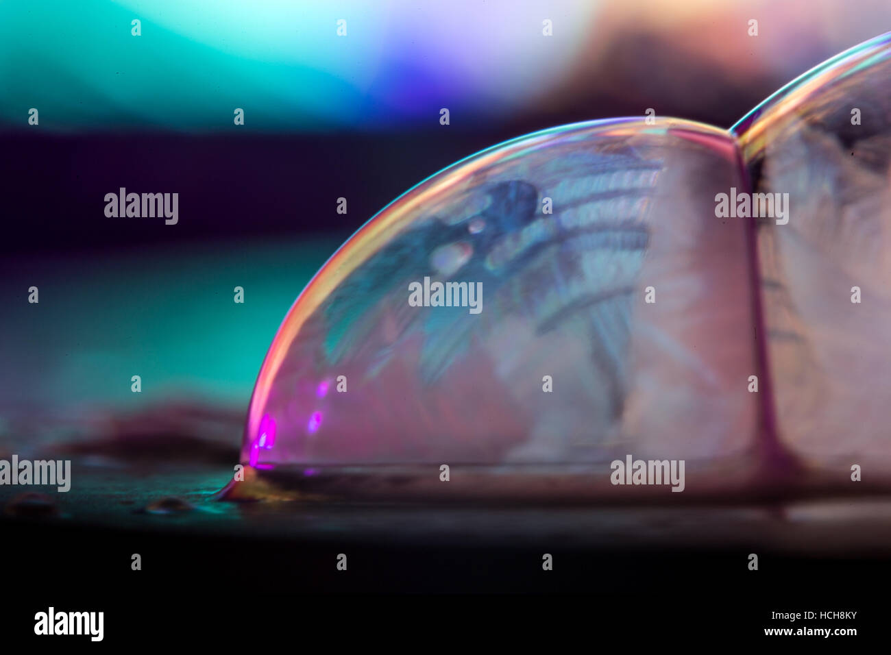 Intersection of two frozen soap bubbles with milky surface appearance ...