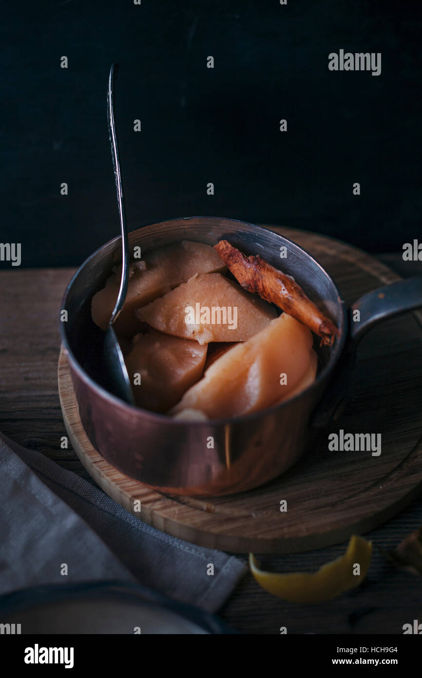 Cinnamon & vanilla cooked quince compote Stock Photo - Alamy