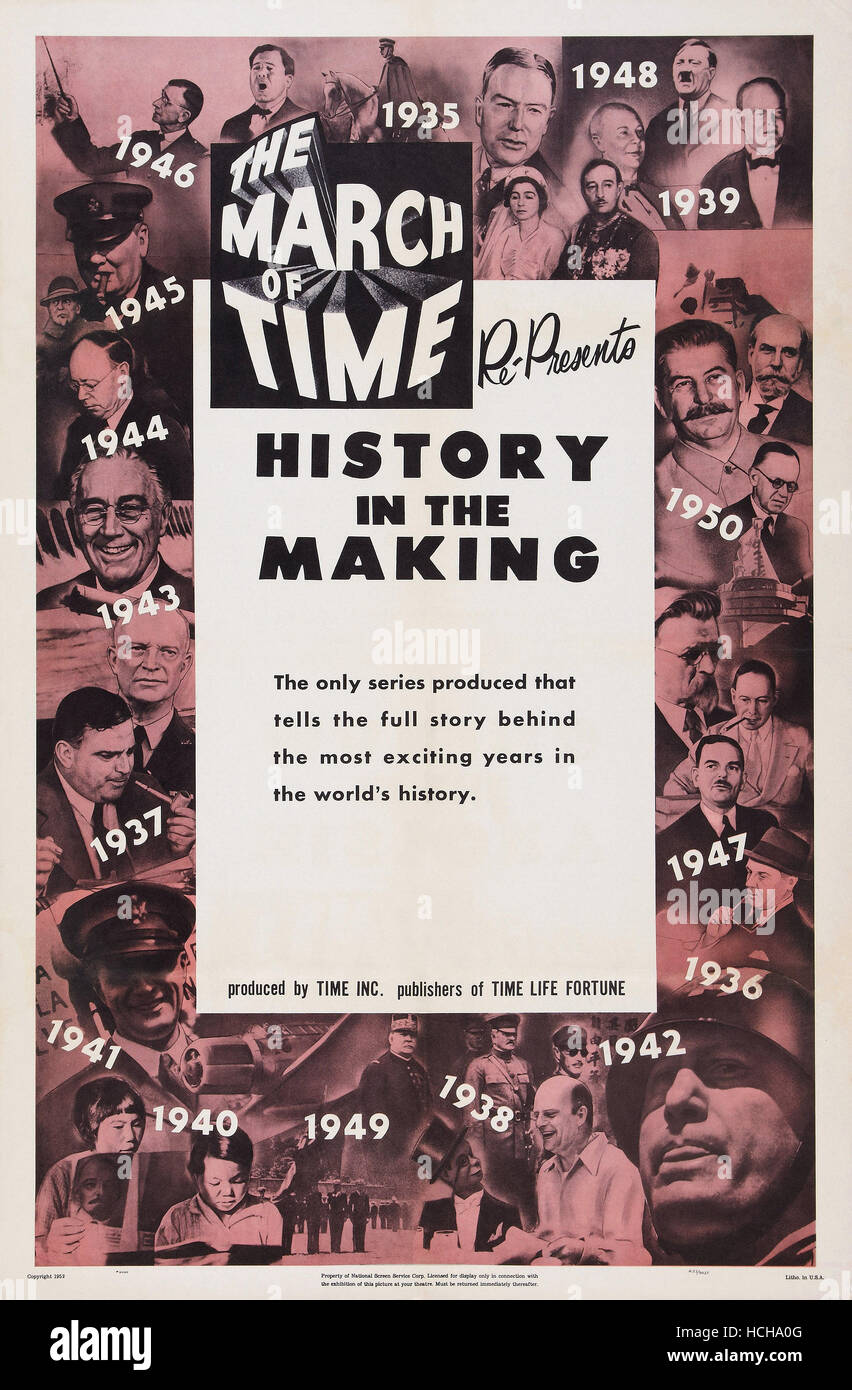 THE MARCH OF TIME: HISTORY IN THE MAKING, poster art, clockwise from ...