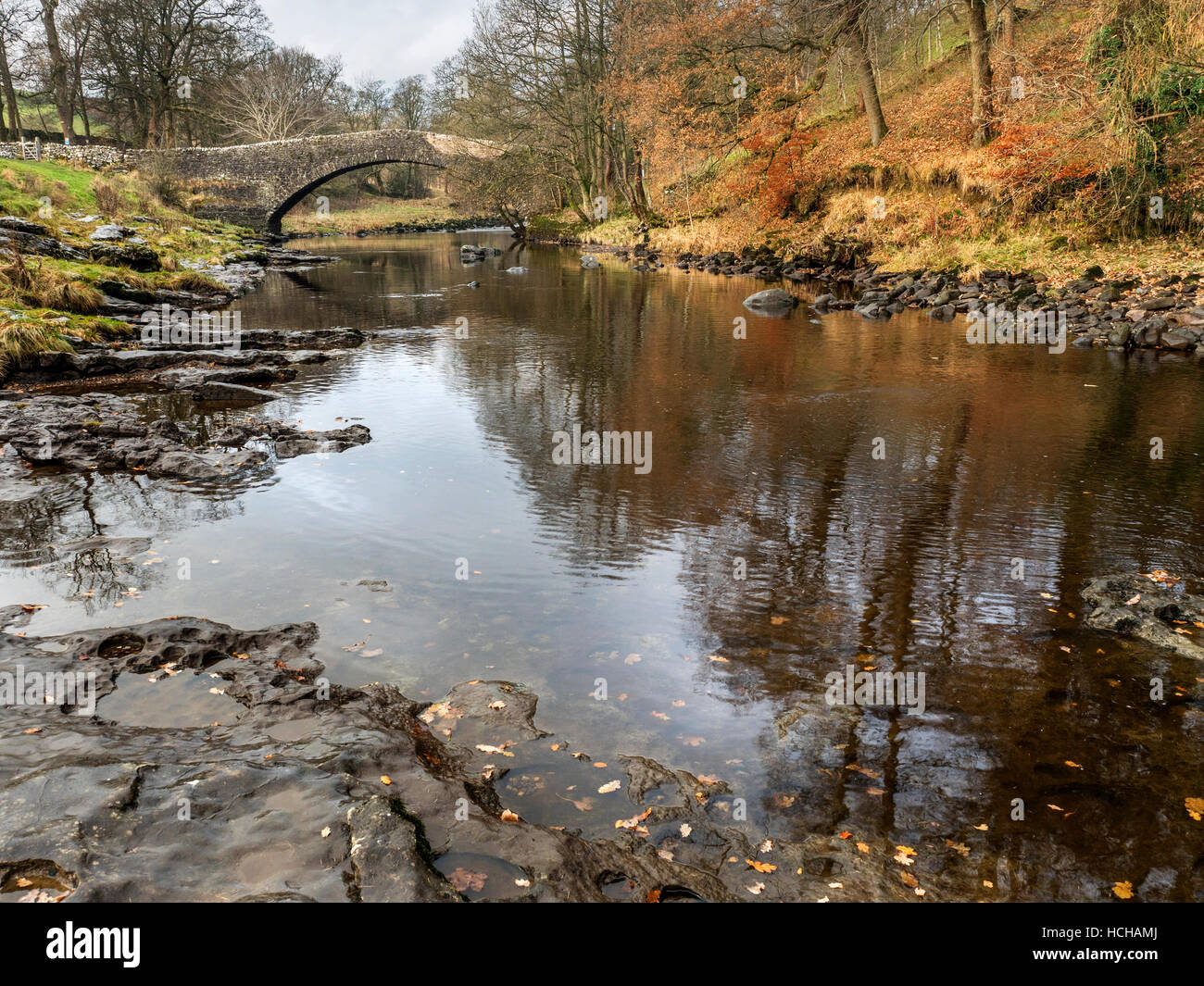 Stainforth Packhorse Bridge over the River Ribble in Late Autumn ...