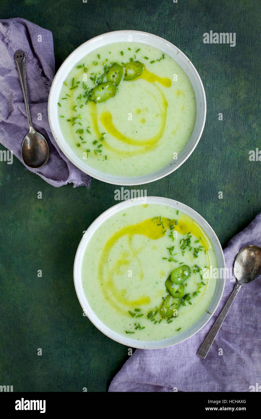 Cream of Potato Chive Soup with Chili Oil and Roasted Jalapeno ...