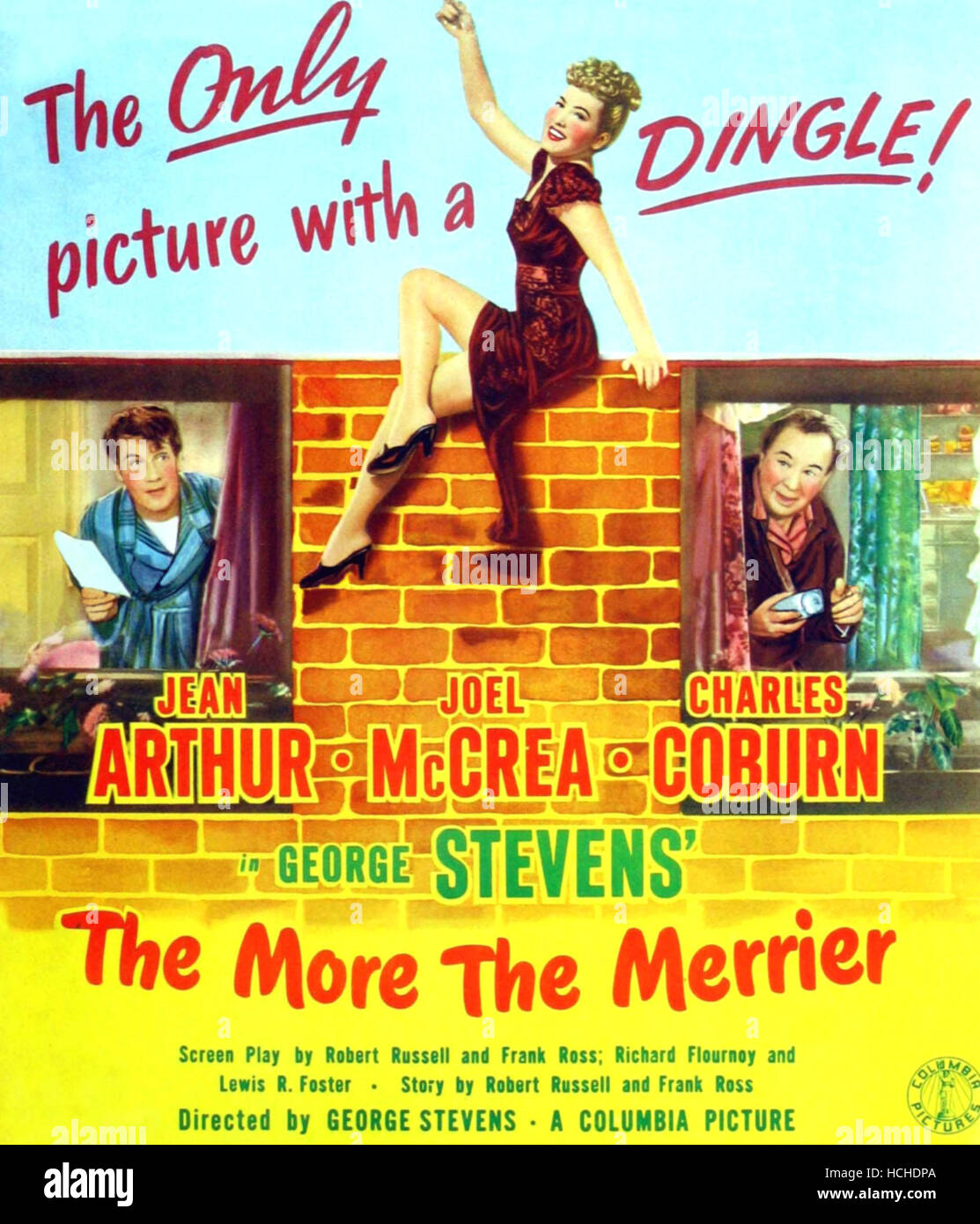 THE MORE THE MERRIER, l-r: Joel McCrea, Jean Arthur, Charles Coburn on ...