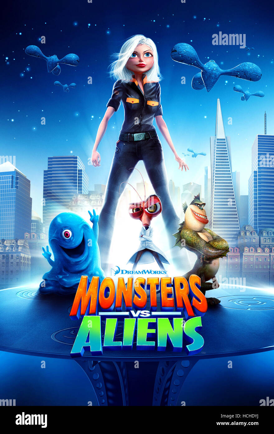 MONSTERS VS. ALIENS, from left: B.O.B. (voice: Seth Rogen), Ginormica ...
