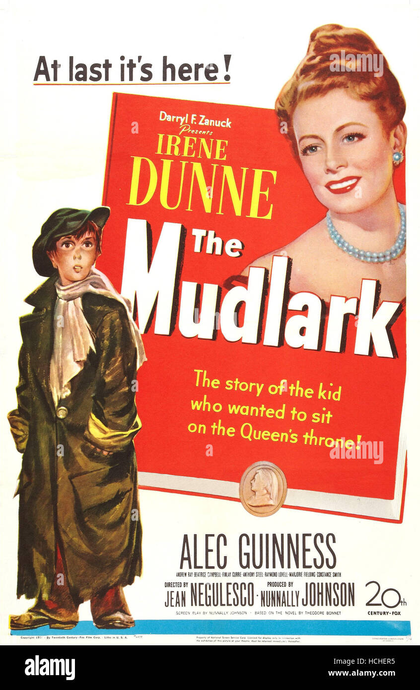 THE MUDLARK, US poster art, from left: Andrew Ray, Irene Dunne, 1950 ...
