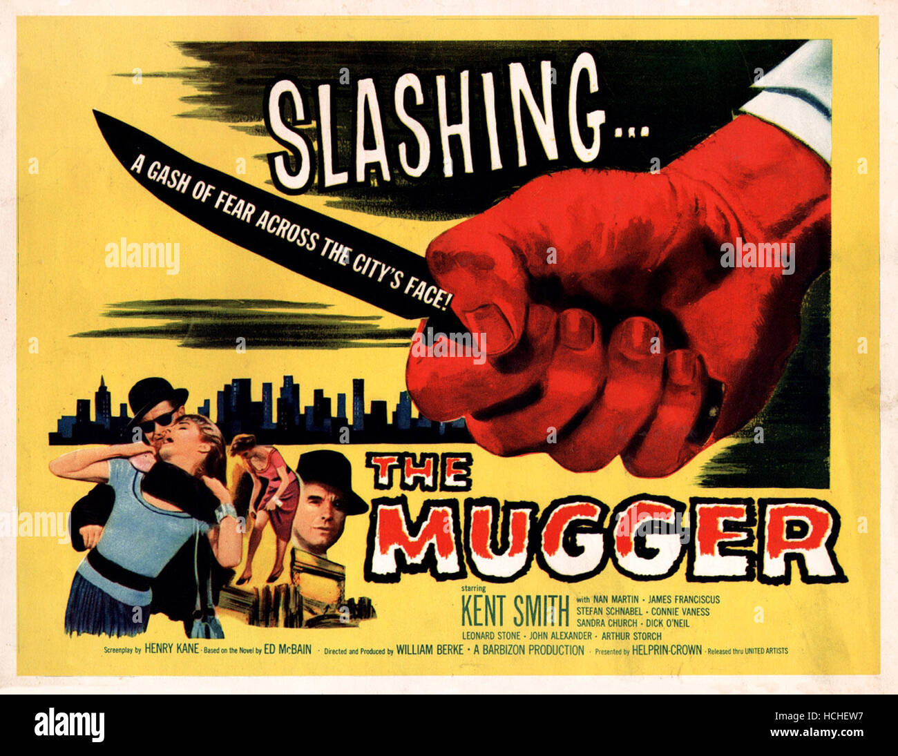 THE MUGGER, US half-sheet, Kent Smith (bottom right), 1958 Stock Photo ...