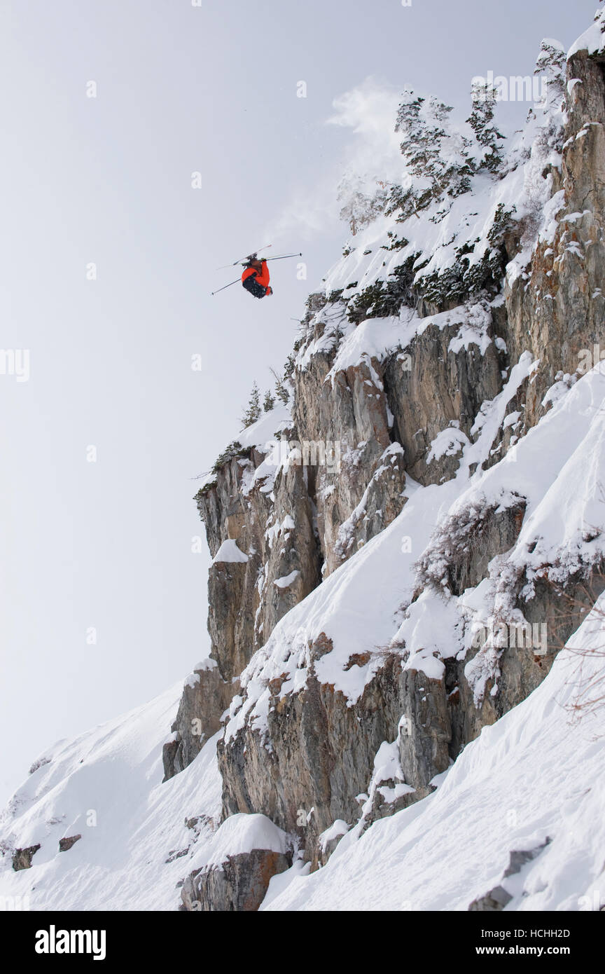 Jamie Pierre, cliff jump, Alta, Utah Stock Photo - Alamy