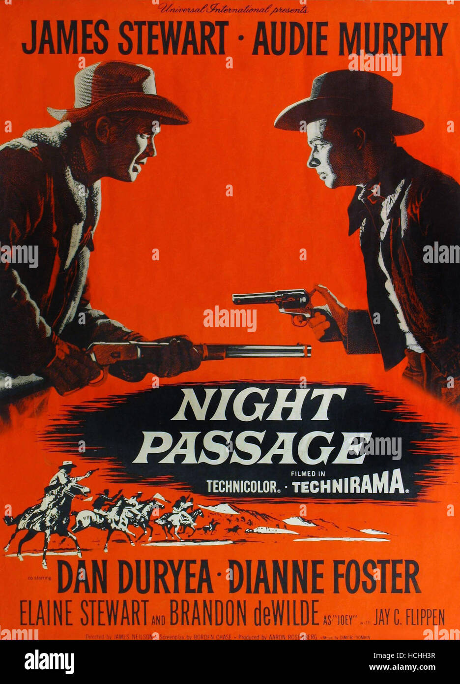 NIGHT PASSAGE, l-r: James Stewart, Audie Murphy on poster art, 1957 ...