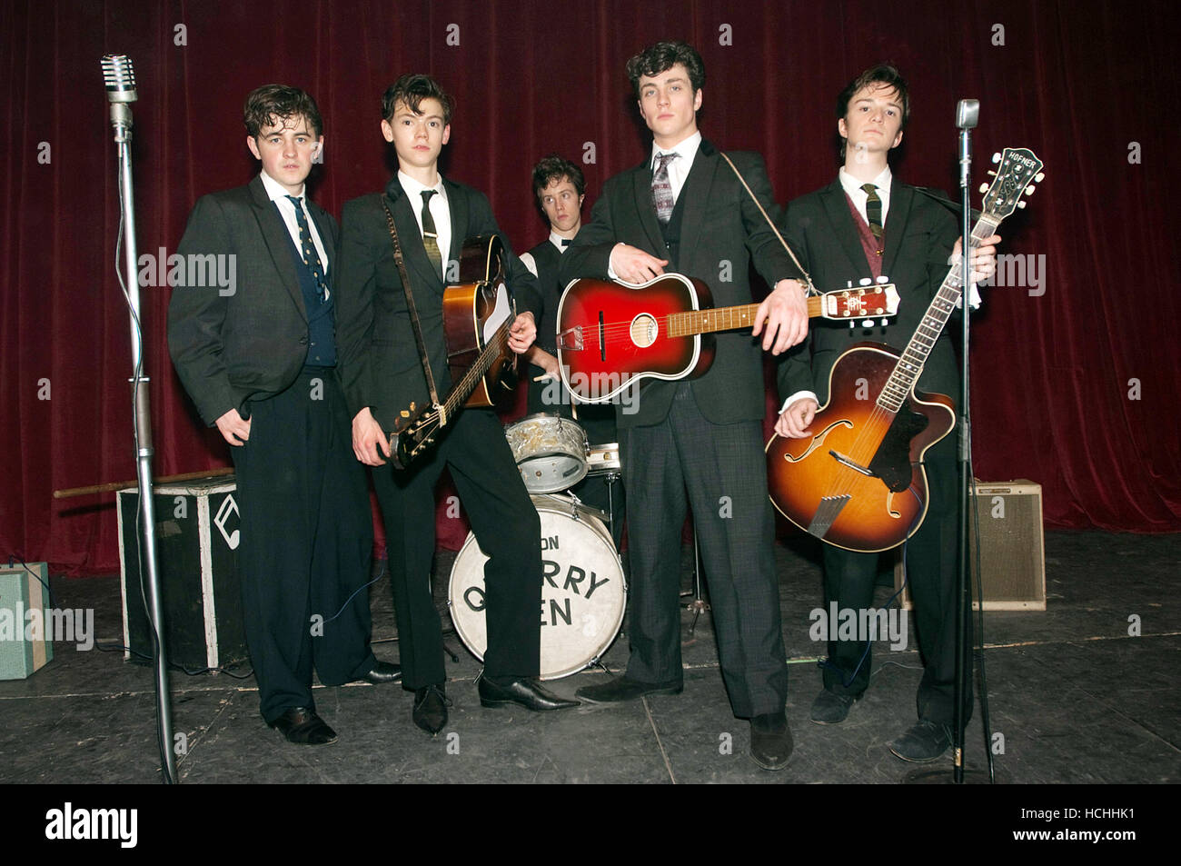 NOWHERE BOY, Thomas Sangster as Paul McCartney (second from left ...