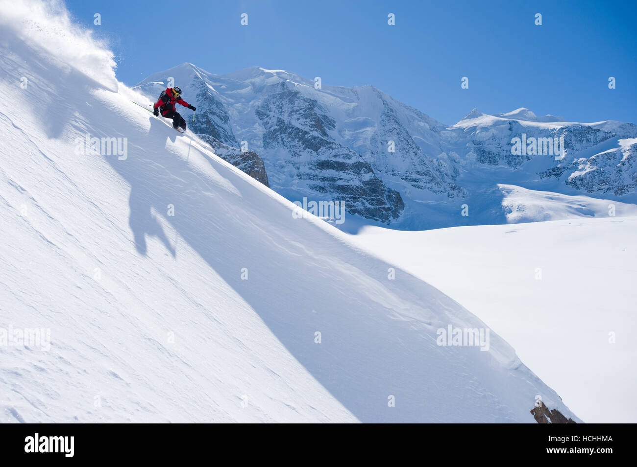 Hugo Harrisson skiing in Diavolezza, St. Moritz, Switzerland Stock ...
