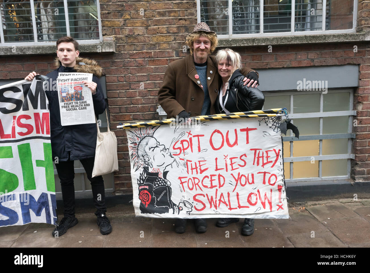 London, UK. 8th December 2016. A punk banner at Class War's second ...