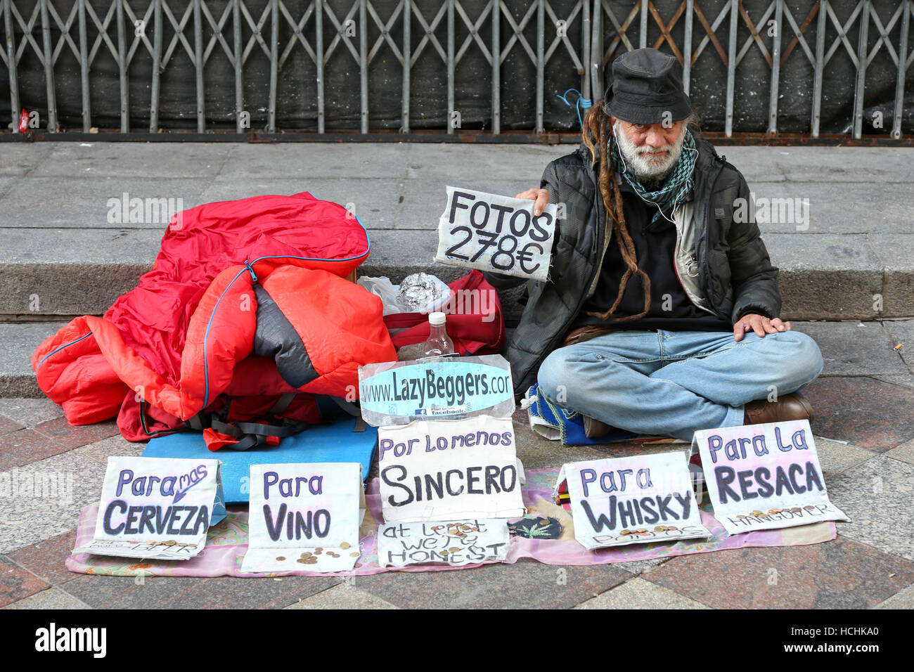 Homeless Man Sign With Beer Need