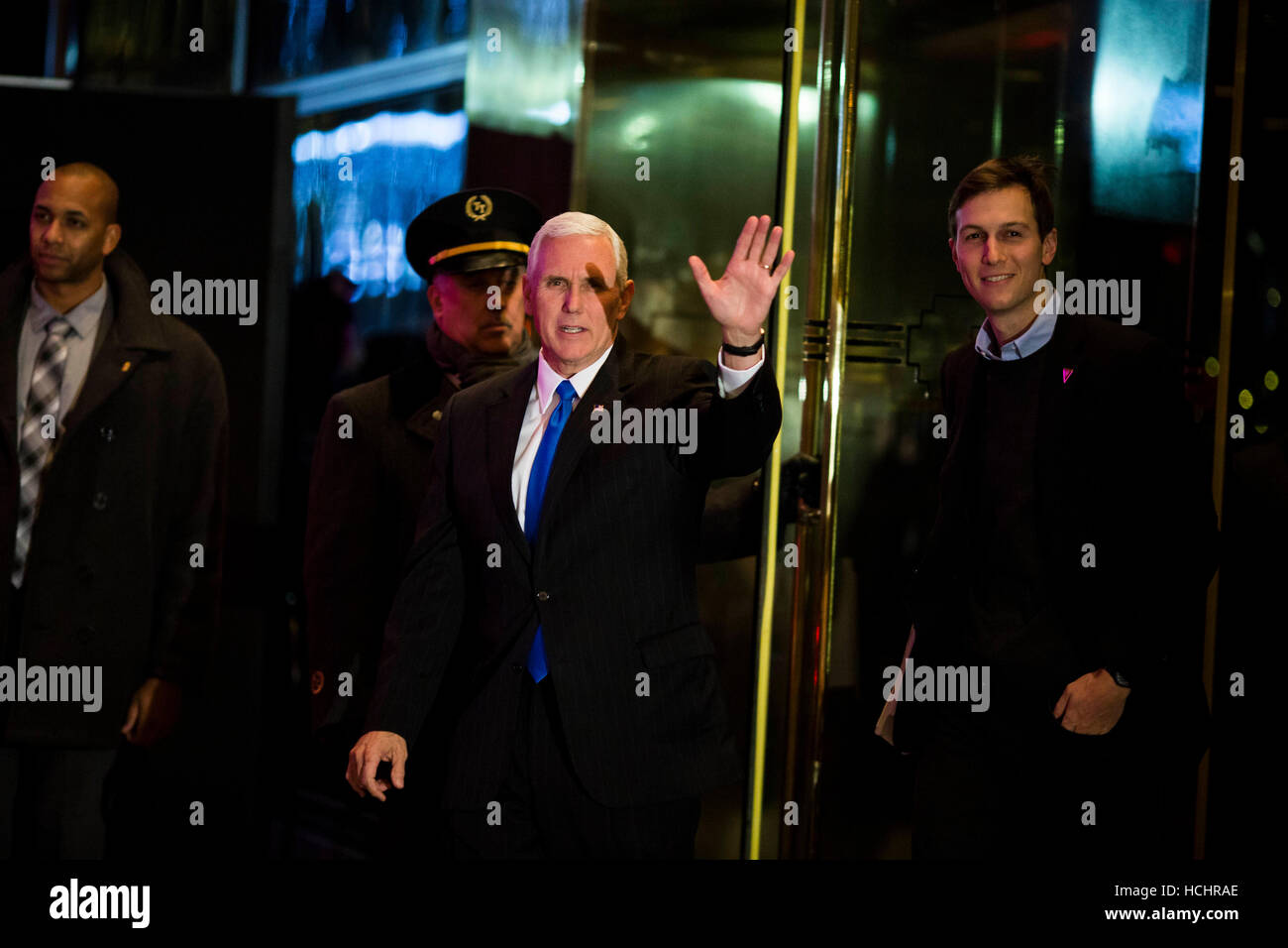 New York, Us. 07th Dec, 2016. Mike Pence leaves Trump Tower with Jared ...