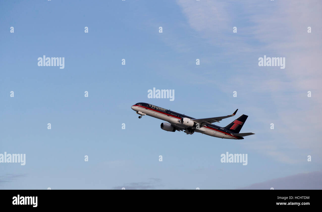 United States President-elect Donald Trump's plane, a Boeing 757-200 ...