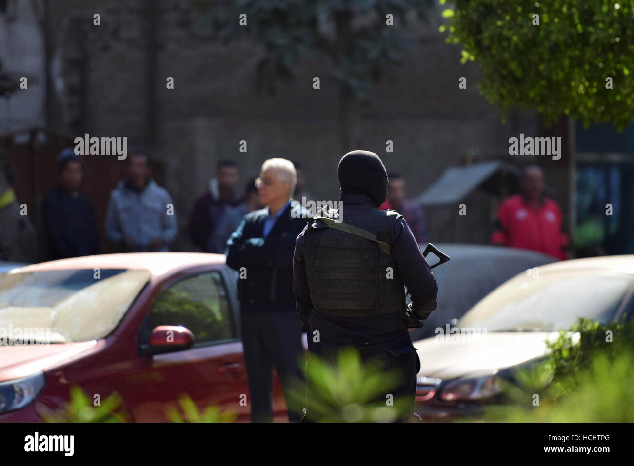 Cairo, Egypt. 9th Dec, 2016. Egyptian special police officers stand ...