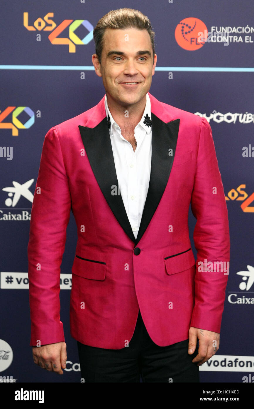 Singer Robbie Williams during the photocall of the Los 40 Music Awards ...