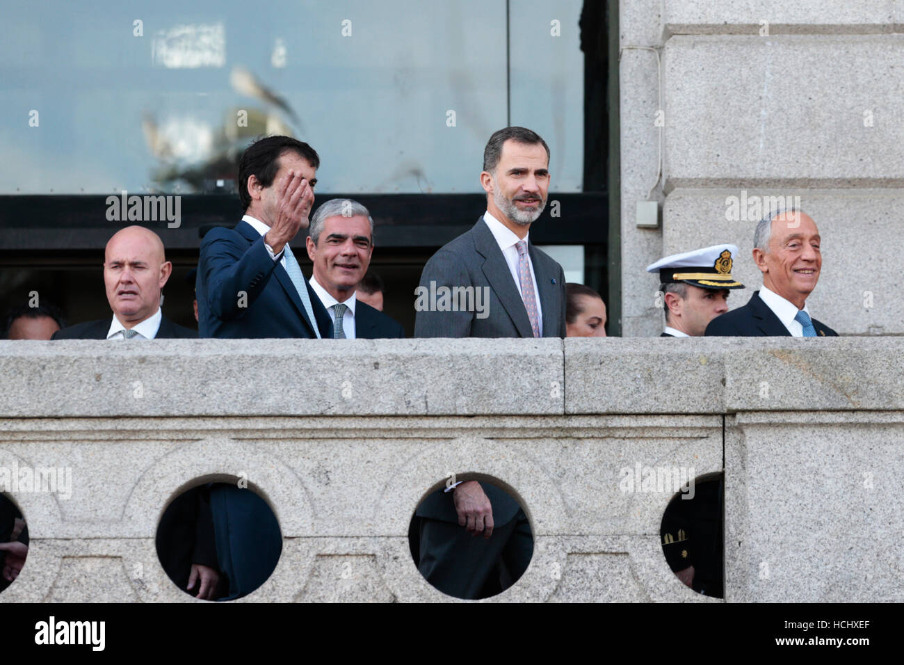 King Felipe VI of Spain during the visit to the Palace of Bolsa in ...