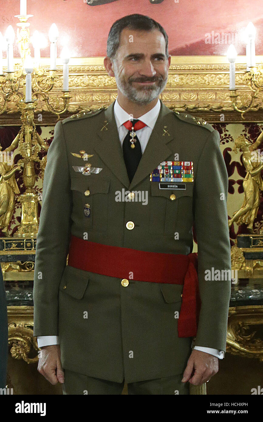 Spanish King Felipe VI during an audience with a group of brigadiers at ...