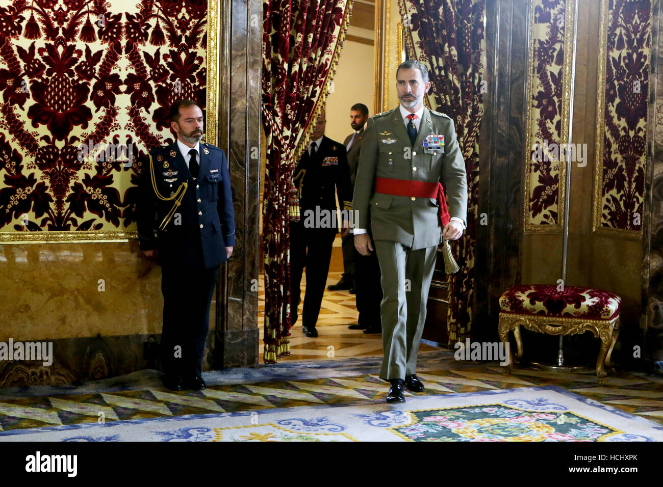 Spanish King Felipe VI during an audience with a group of brigadiers at ...