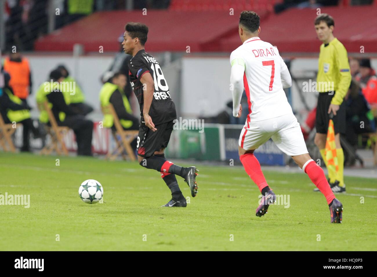 Leverkusen, Germany. 07th Dec, 2016. Nabil Dirar AS Monaco and Wendell Bayer Leverkusen In ...