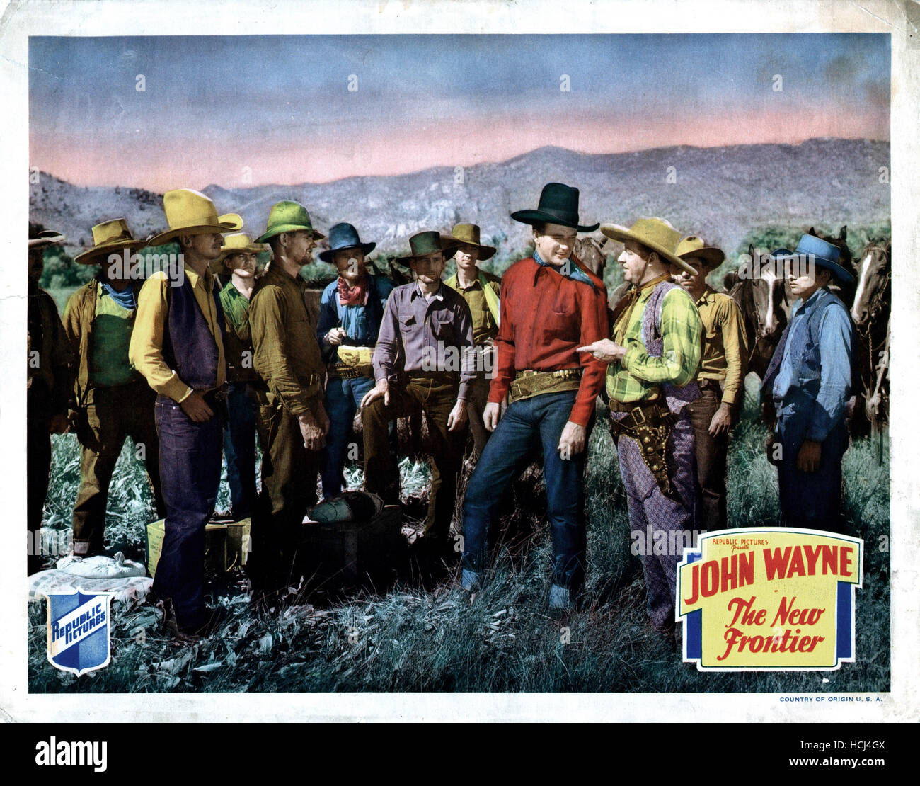 THE NEW FRONTIER, John Wayne, (in red shirt), 1935 Stock Photo - Alamy