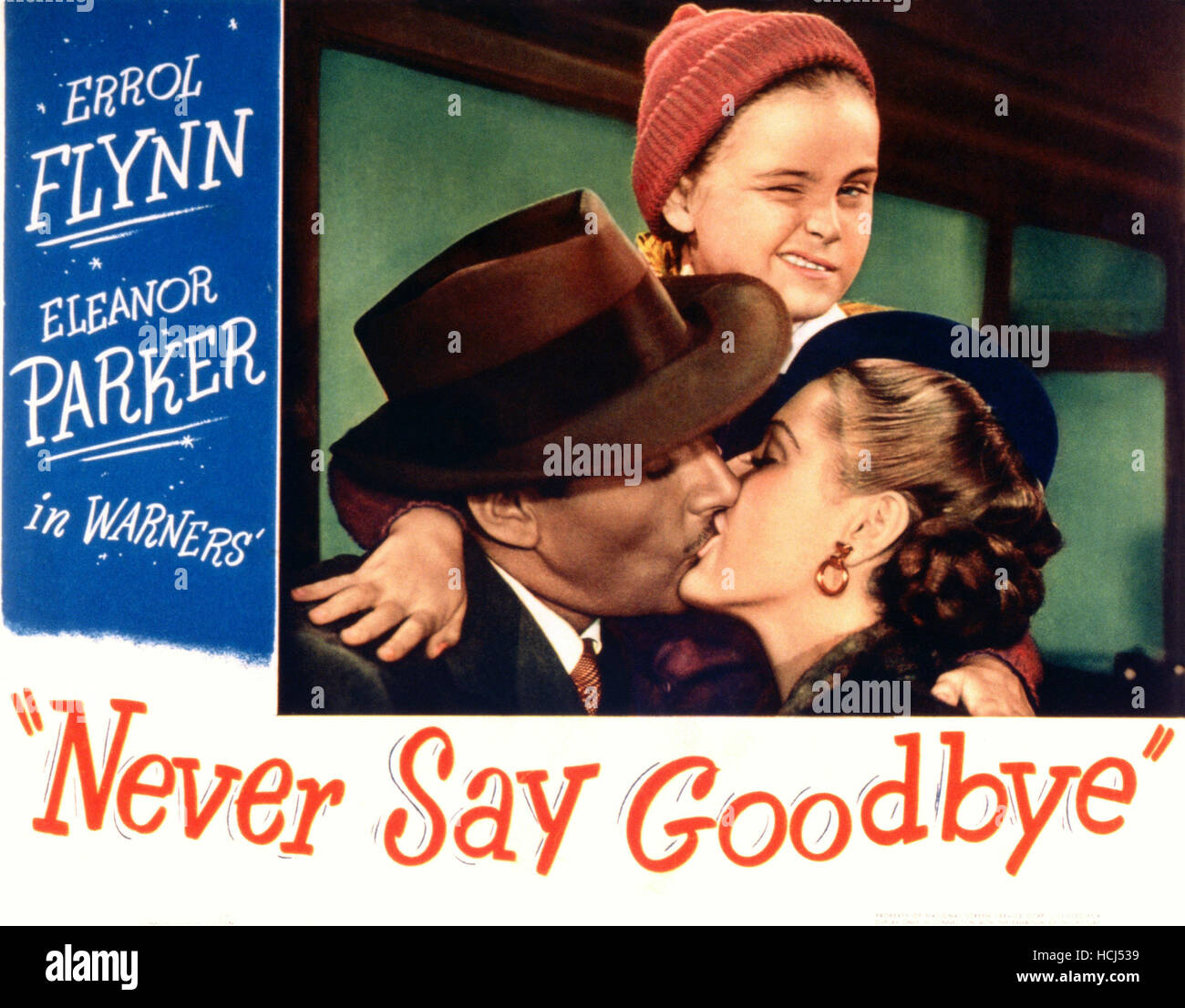 NEVER SAY GOODBYE, from left: Errol Flynn, Patti Brady, Eleanor Parker ...