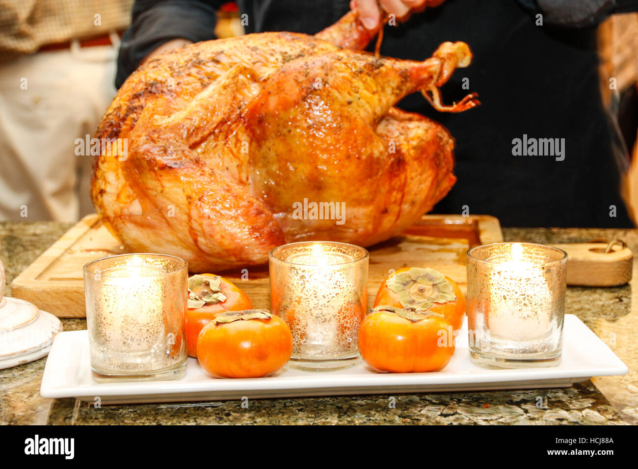 Turkey ready to be carved Stock Photo - Alamy