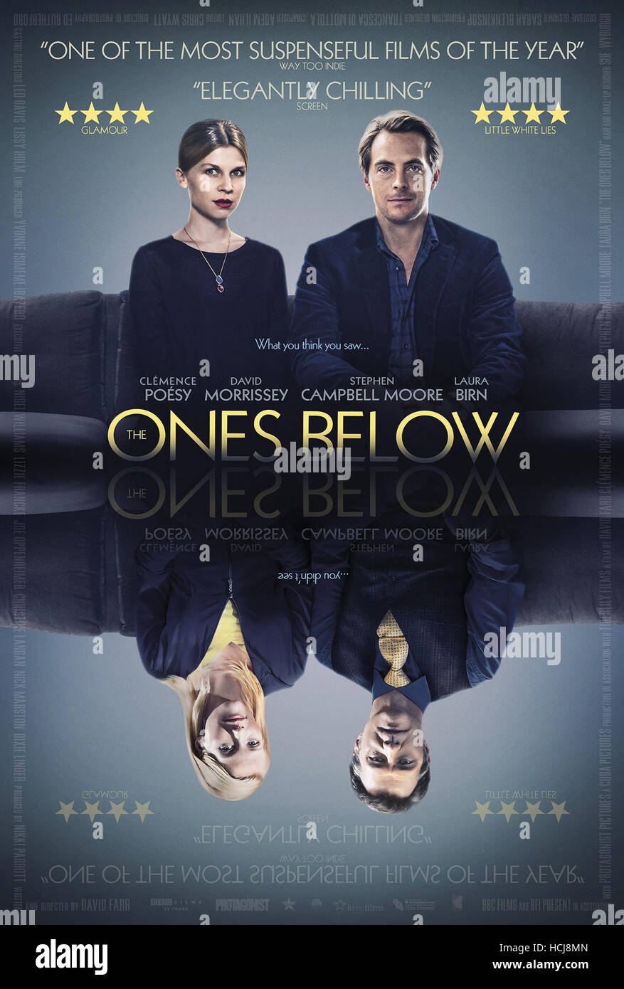 THE ONES BELOW, British poster, top, from left: Clemence Poesy, Stephen ...