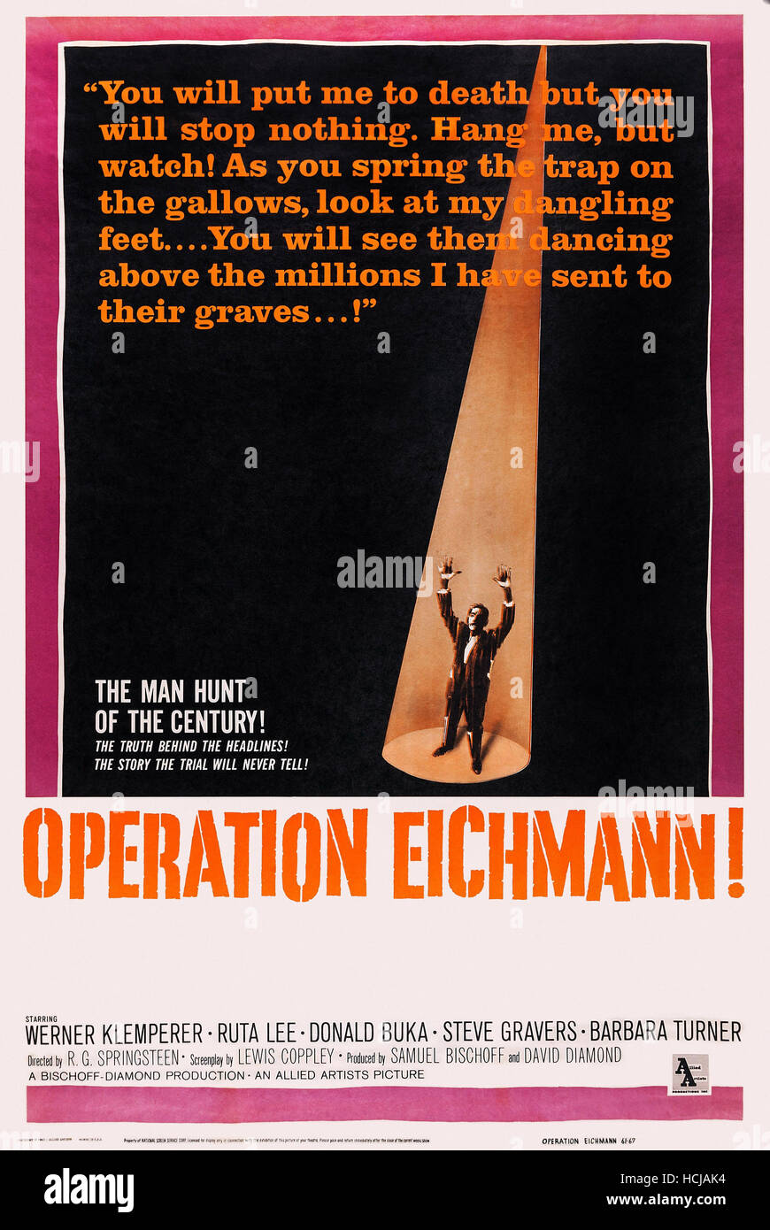 OPERATION EICHMANN, US poster art, 1961 Stock Photo - Alamy