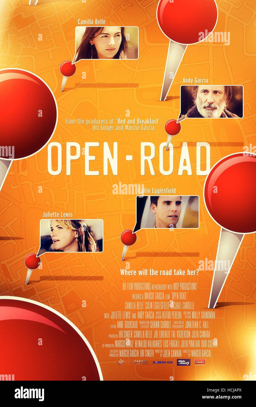 OPEN ROAD, clockwise from top on US poster art: Camille Belle, Andy ...